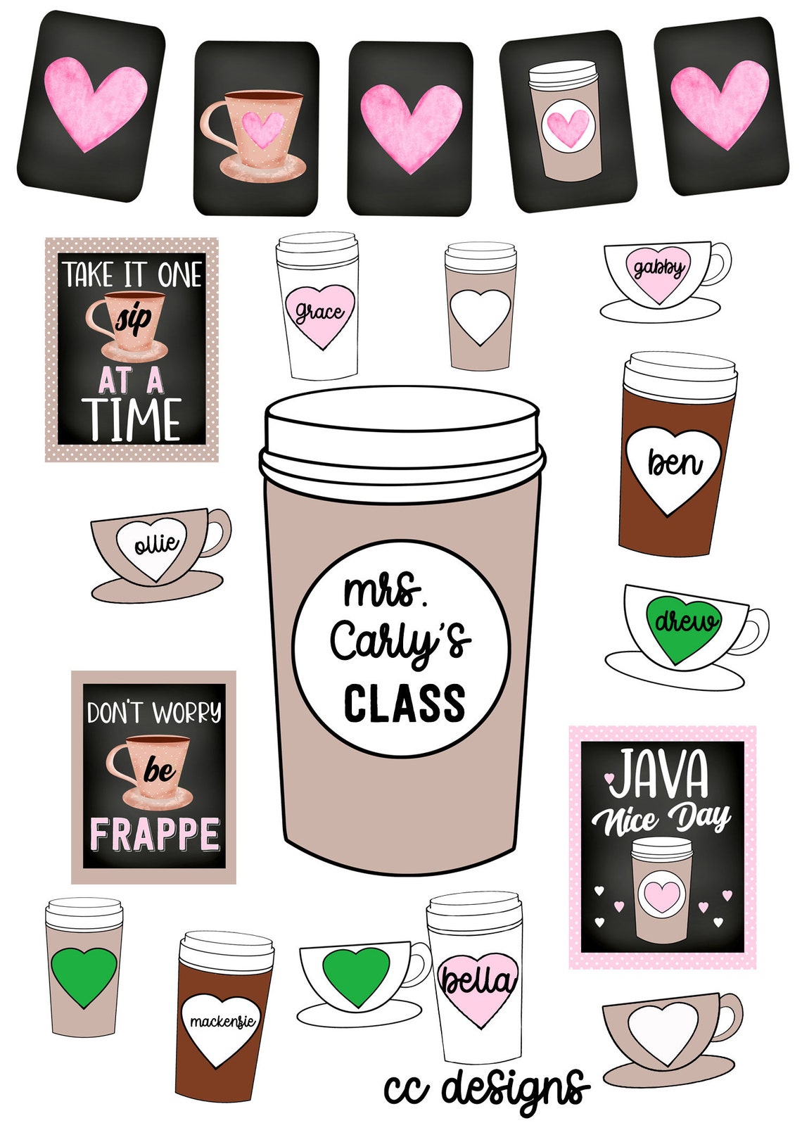 PRINTABLE Latte Love Coffee Door Bulletin Board Teacher Room - Etsy