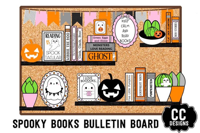 Spooky Books Bulletin Board Kit | Halloween Classroom Reading Corner ...