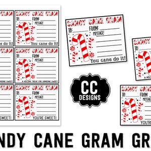 PRINTABLE Candy Cane Gram PTO Grams Christmas Candy Fundraiser Message ...
