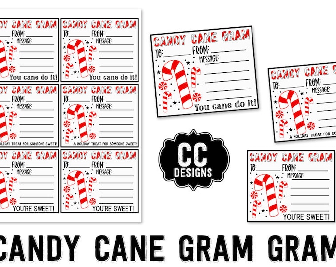 Editable Candy Gram Candy Cane Fundraiser Customizable Digital Template ...