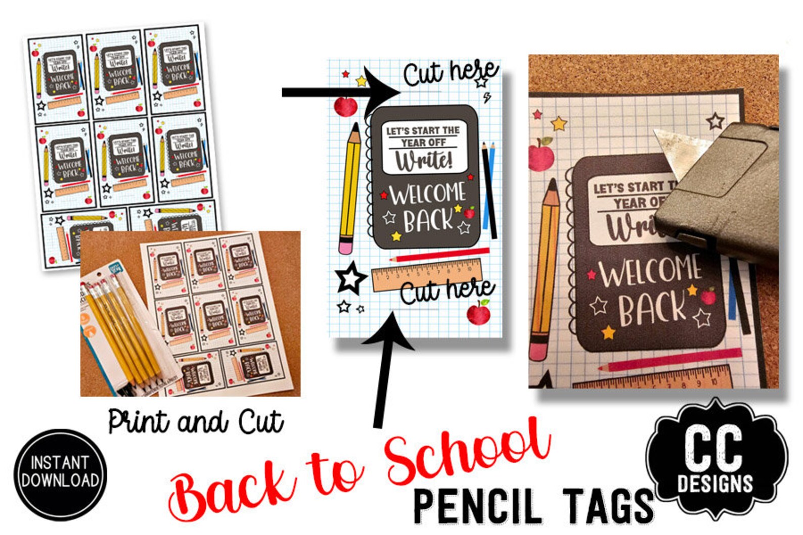 Back to School Pencil Toppers Welcome Back School Pencil Topper Favor ...
