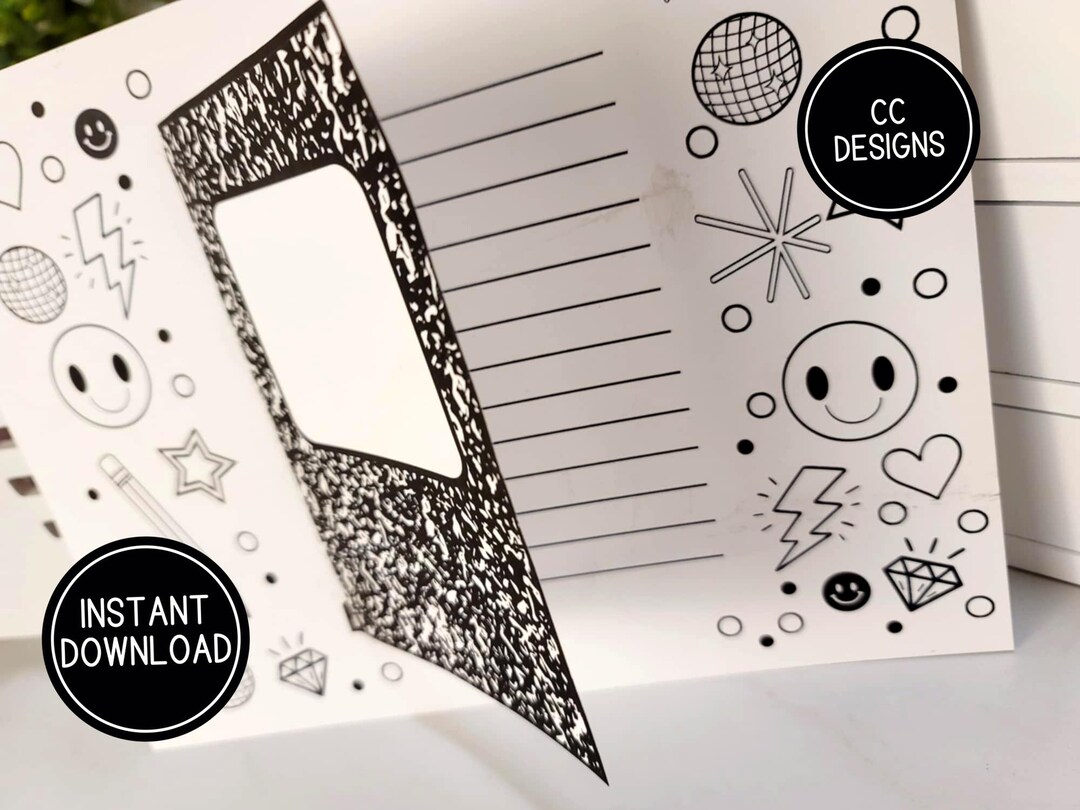 Composition Notebook Bulletin Board Craft Template Doodle Back to ...