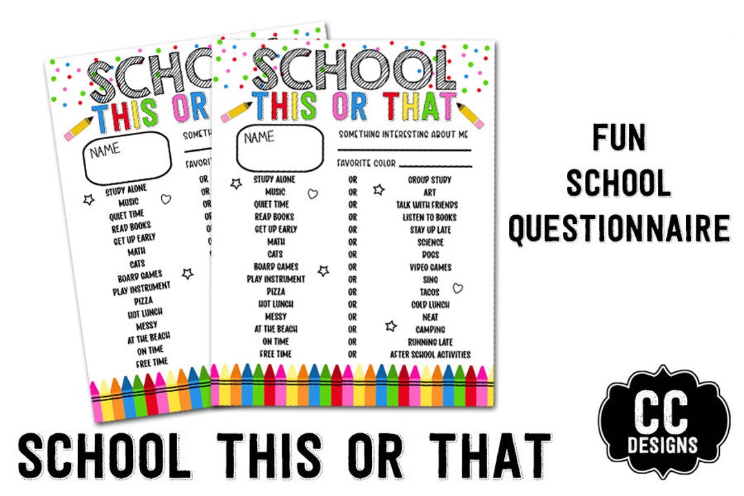 Escuela Formulario de cuestionario de esto o aquello Pregunta del ...