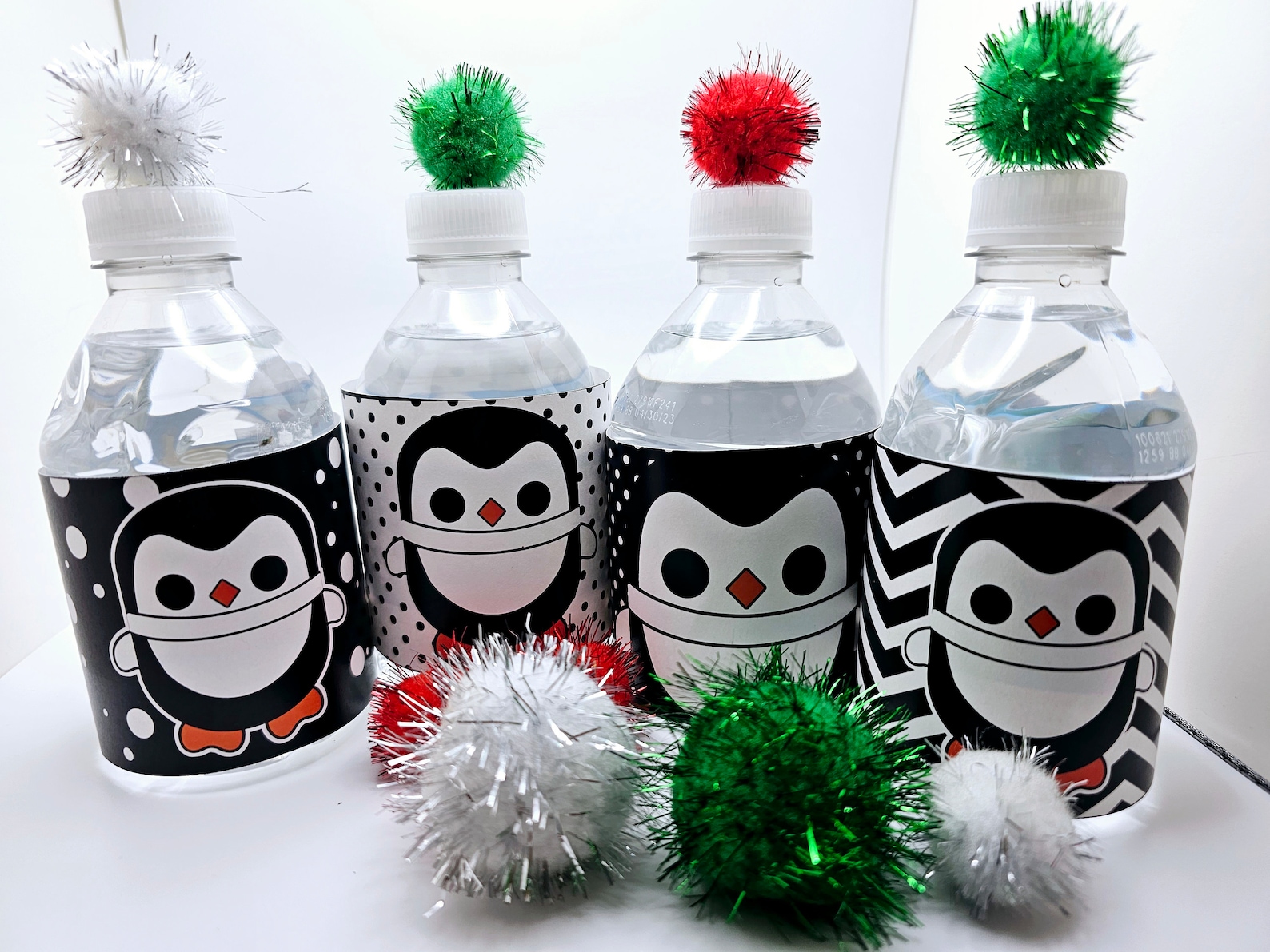 Penguin and Polka Dots Printable Water Bottle Labels Small and Large ...