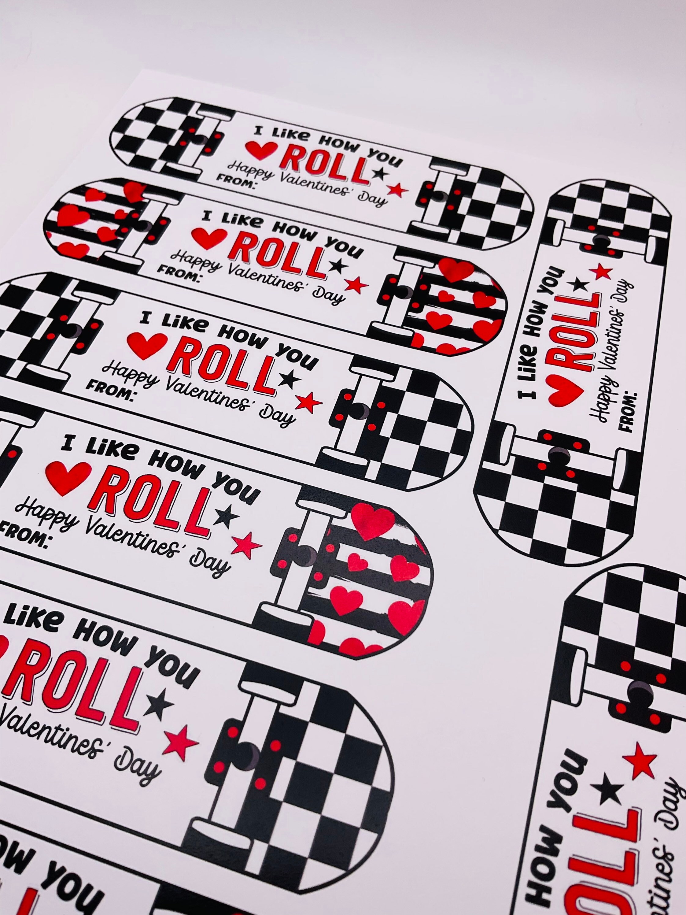 PRINTABLE Skateboard Cut Out Valentine Favor Tag Valentine's Day DIY ...