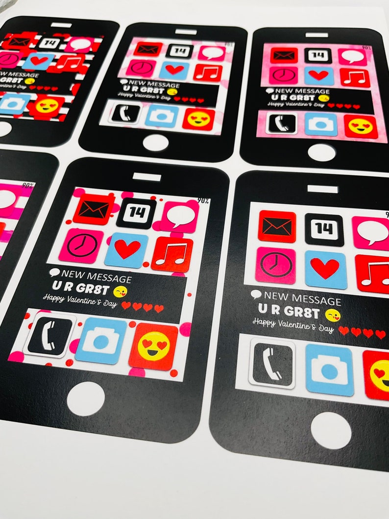 Printable Cell Phone Valentine Card Cut Out Phone for Valentine's Day ...