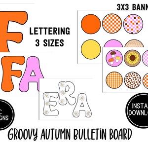 Groovy Fall Autumn Bulletin Board Kit Digital Art Door Kit Fall Themed ...