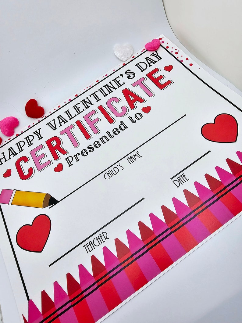 Valentine School Certificate Digital Printable Award Valentine's Day ...