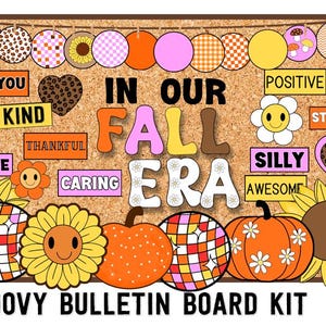 Groovy Fall Autumn Bulletin Board Kit Digital Art Door Kit Fall Themed ...