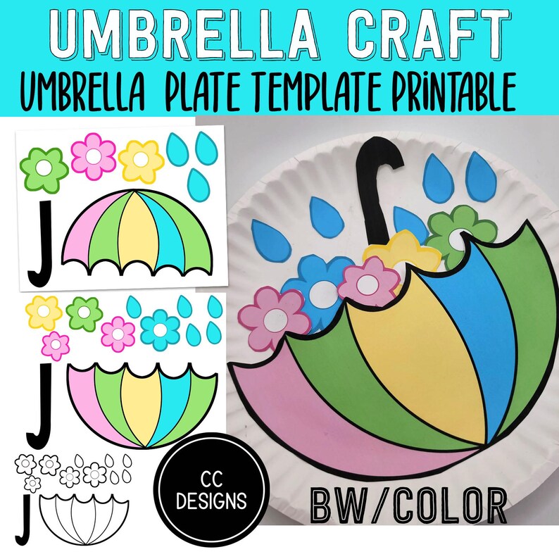 Spring Umbrella Craft Activity Umbrella April Craft Template Raindrop ...