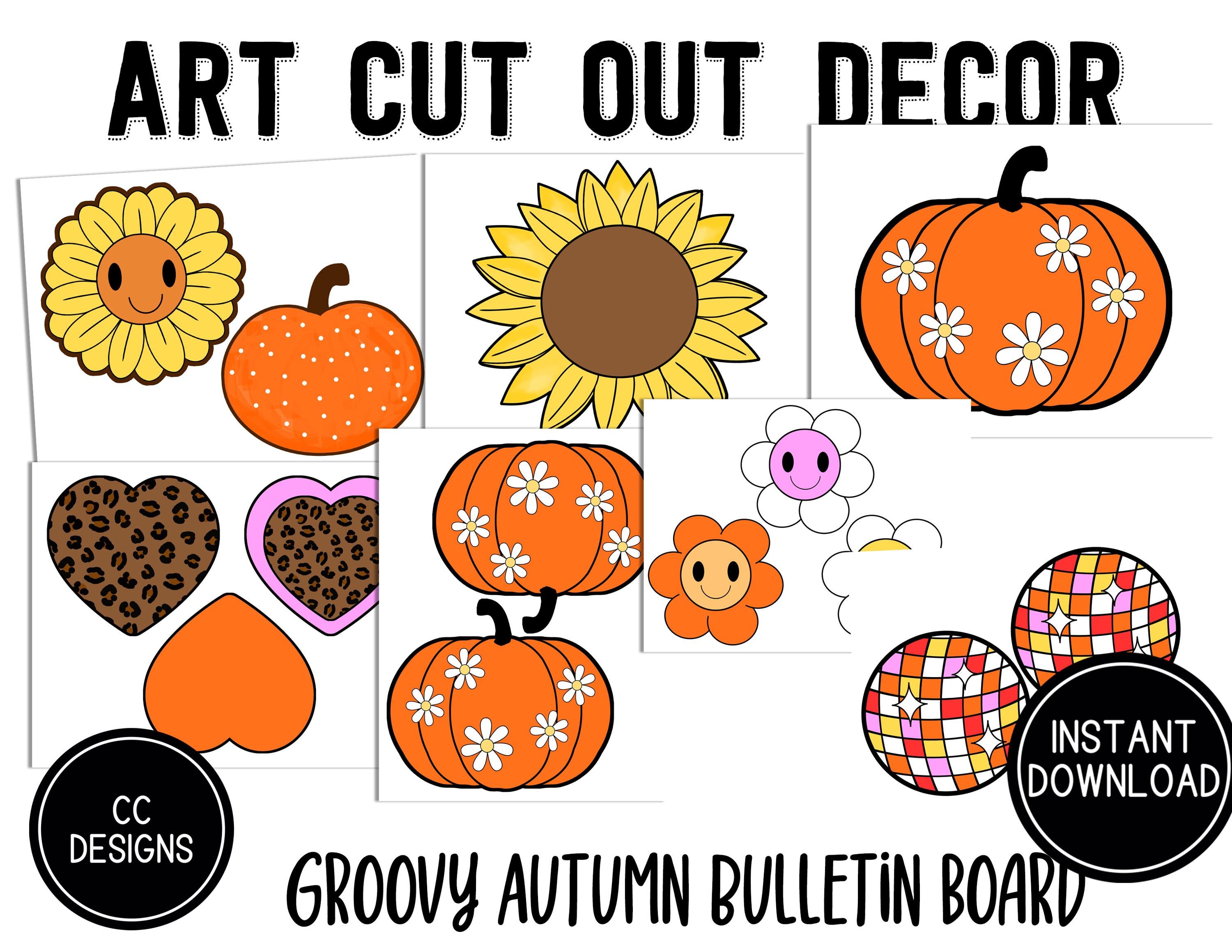 Groovy Fall Autumn Bulletin Board Kit Digital Art Door Kit Fall Themed ...