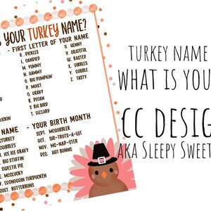 PRINTABLE - What's Your Turkey Name Digital Game With Nameplates and ...