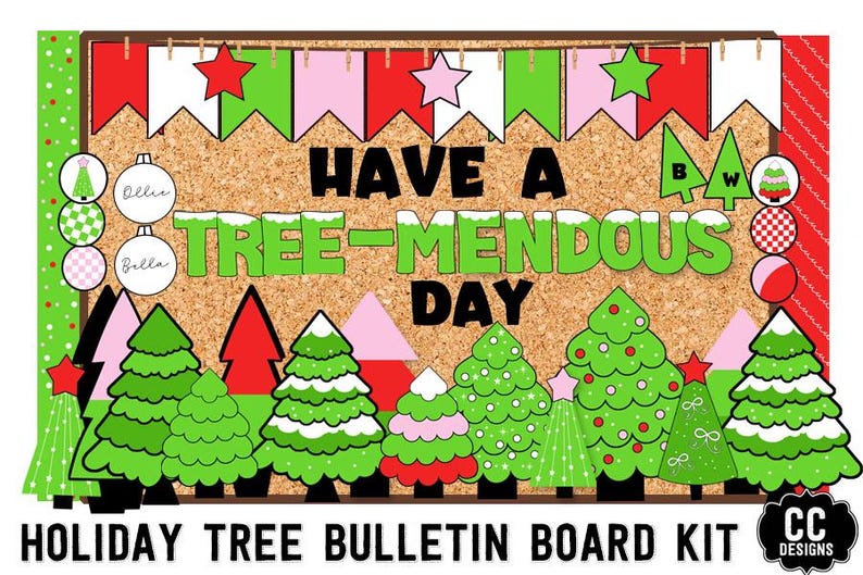 Tree Mendous Holiday Bulletin Board Kit Christmas Winter Kit for Doors ...