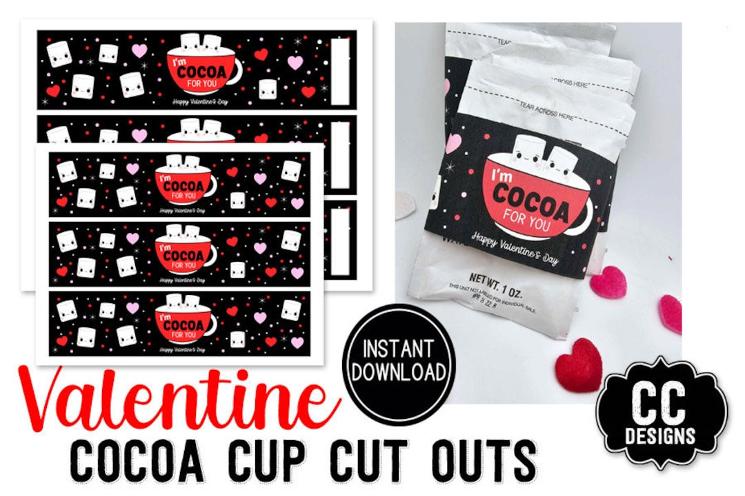 Valentine Cocoa Printable Valentine's Day Hot Chocolate Valentine Card ...