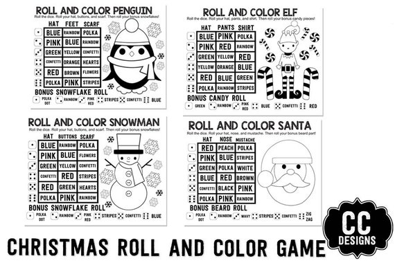 Christmas Roll And Color Christmas Roll And Color Dice Game For Kids