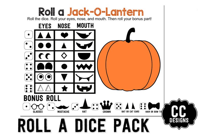 Halloween Games for Kids Roll A Dice Jack O Lantern Game I Classroom ...
