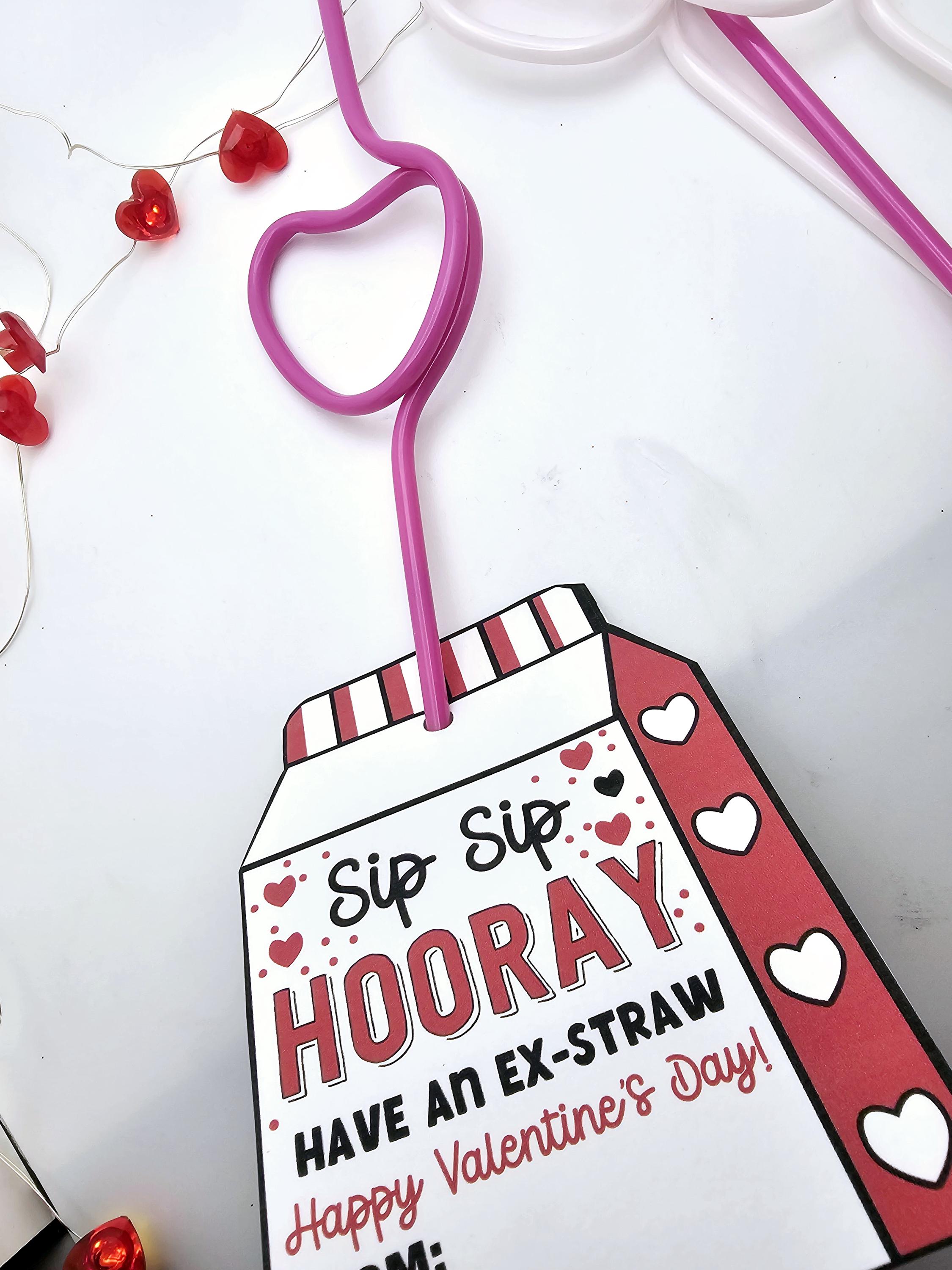 Valentine Silly Straw Printable Card Valentine's Day Card for Class ...