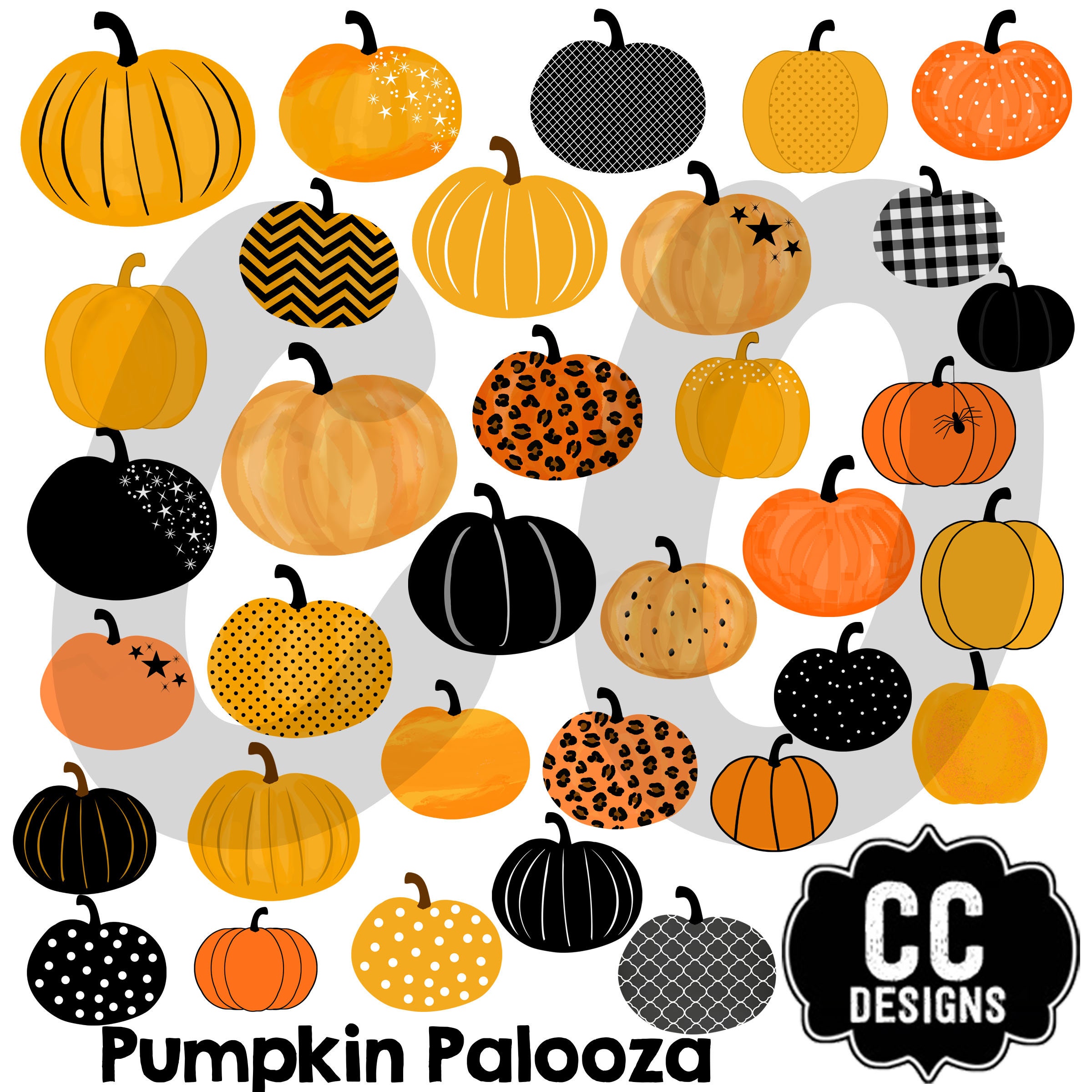 Pumpkin Palooza Digital Clip Art Set Spooky Illustrations | Etsy
