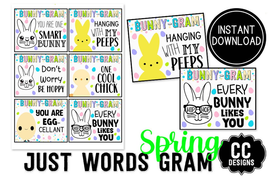 Bunny Gram Printable Just Words Message PTO Fundraiser SPRING Candy ...
