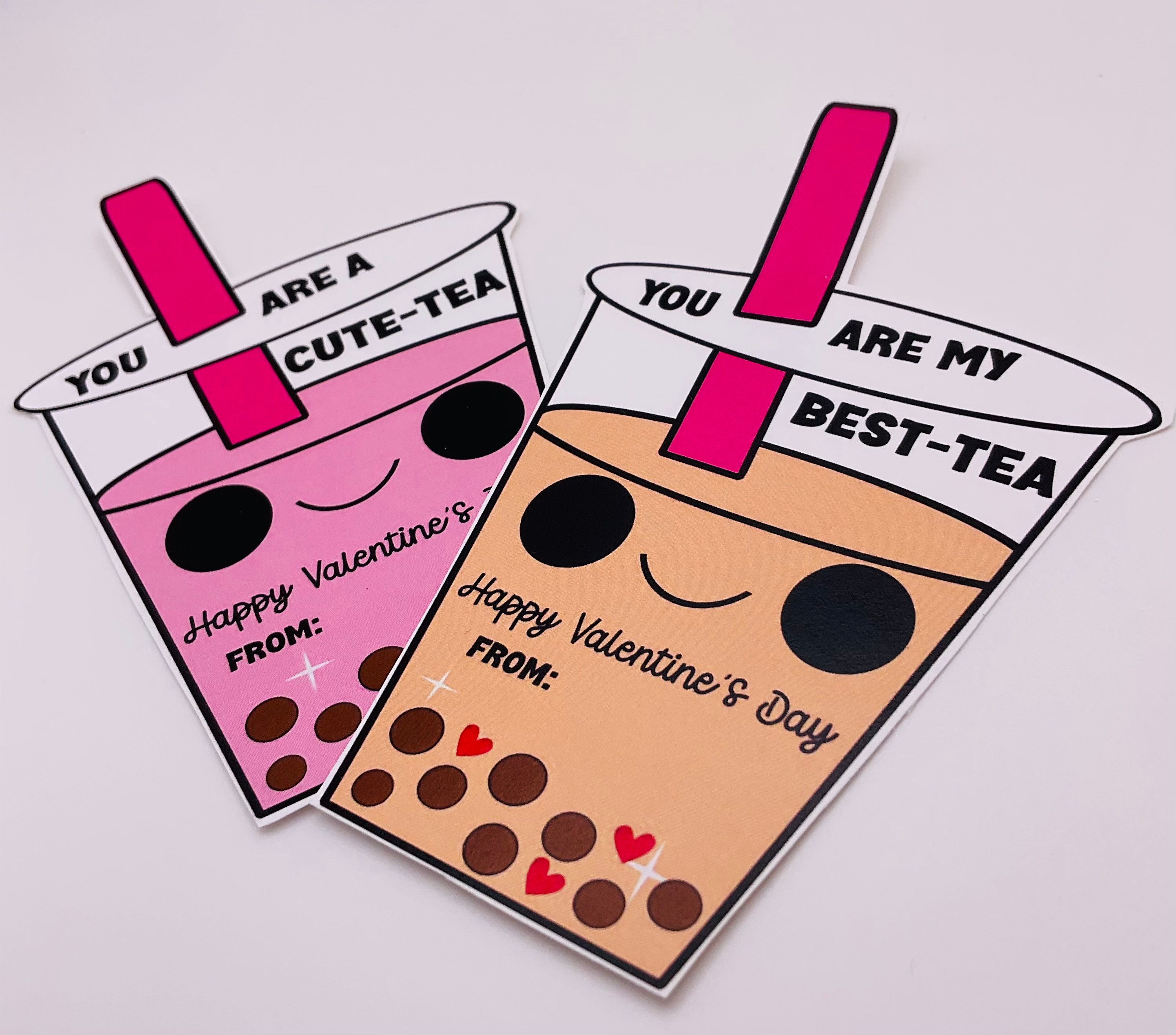 Printable Boba Tea Valentine Cut Out Digital Valentines Day DIY Cut of ...