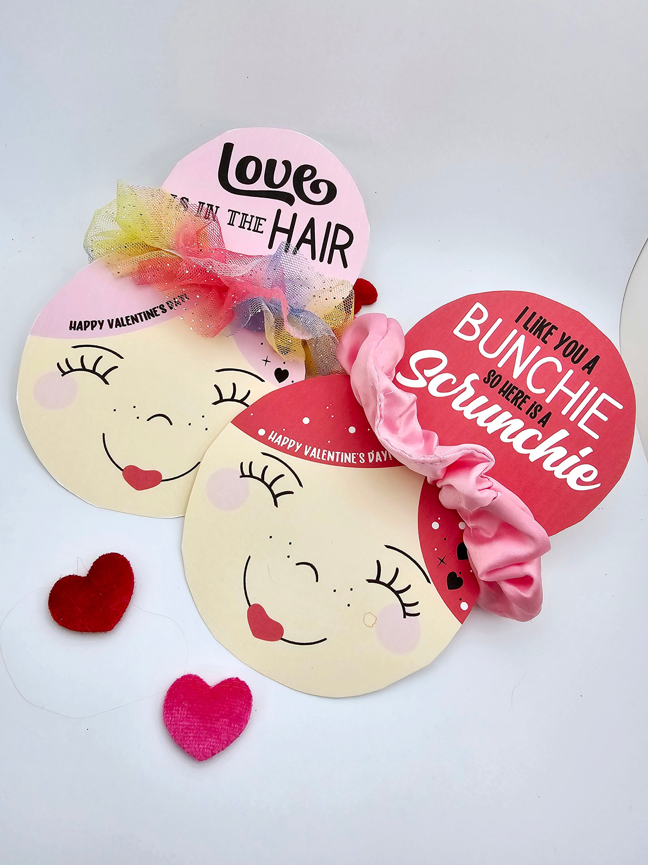 Valentine Printable Scrunchie Hair Tie Valentine's Day Favor Card Non ...