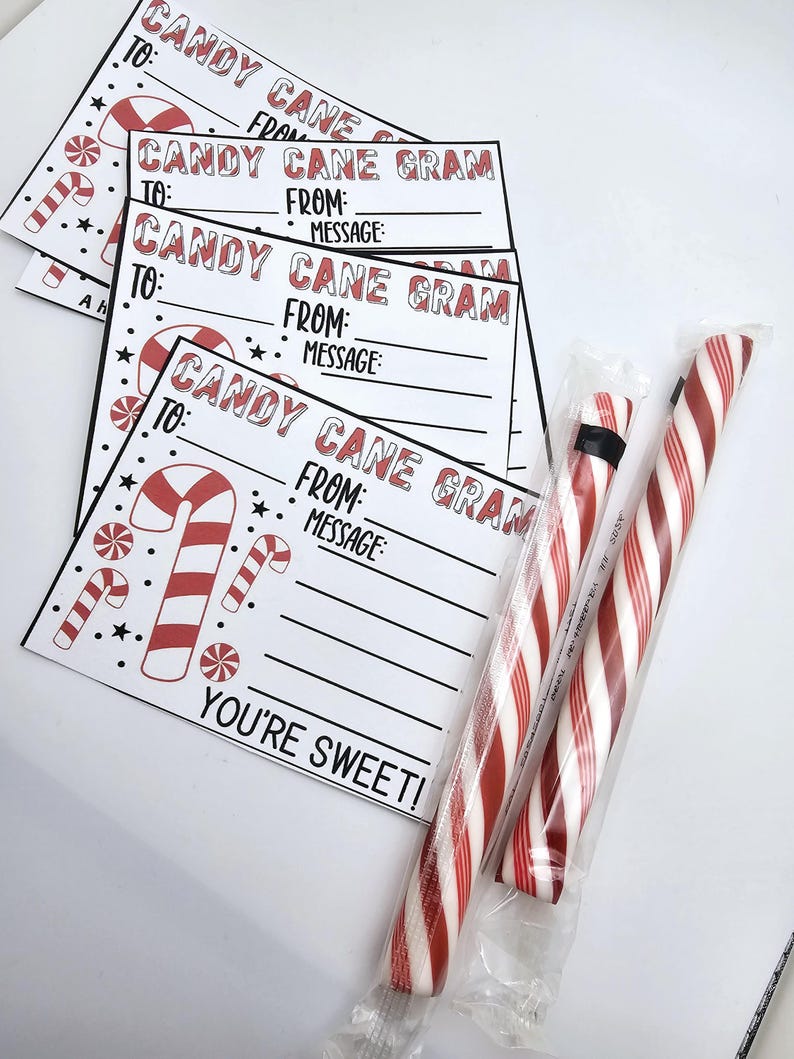 PRINTABLE Candy Cane Gram PTO Grams Christmas Candy Fundraiser Message ...