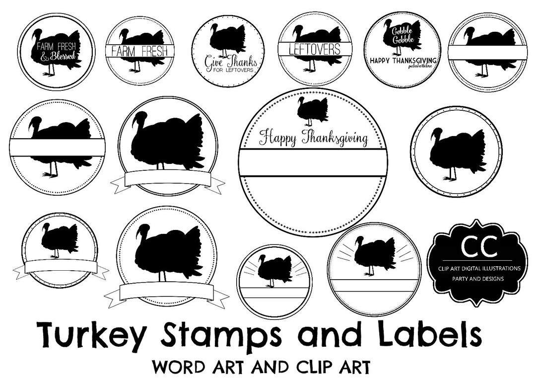 Turkey Thanksgiving Leftover Stamps Digital Clip Art - Etsy