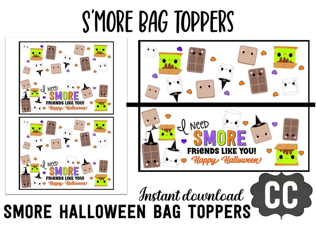 PRINTABLE SMORE Halloween Bag Fold Over Tags Instant Download - Etsy