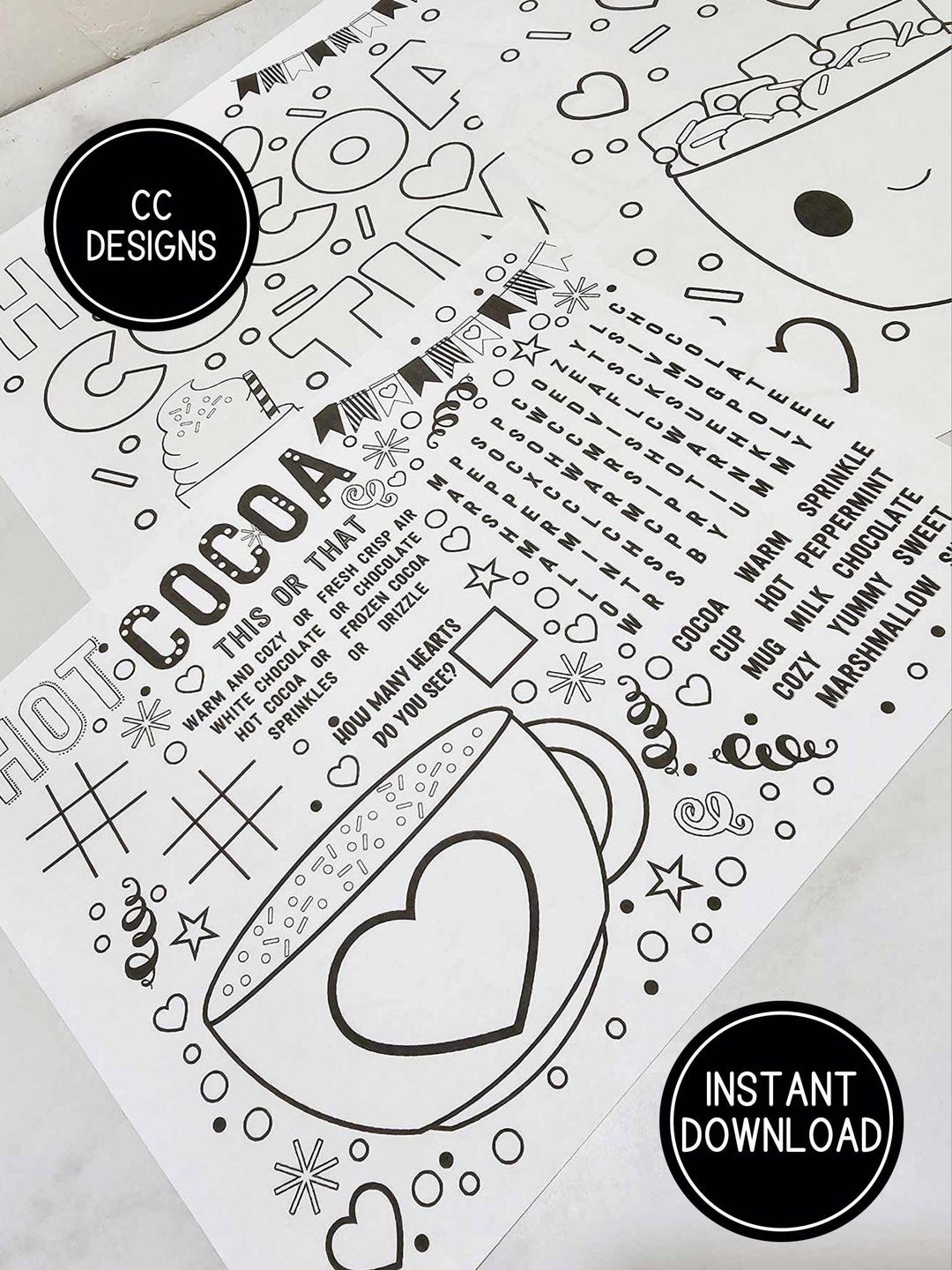 Hot Cocoa Doodle Coloring Sheets Pages of Doodles for a Hot Cocoa ...