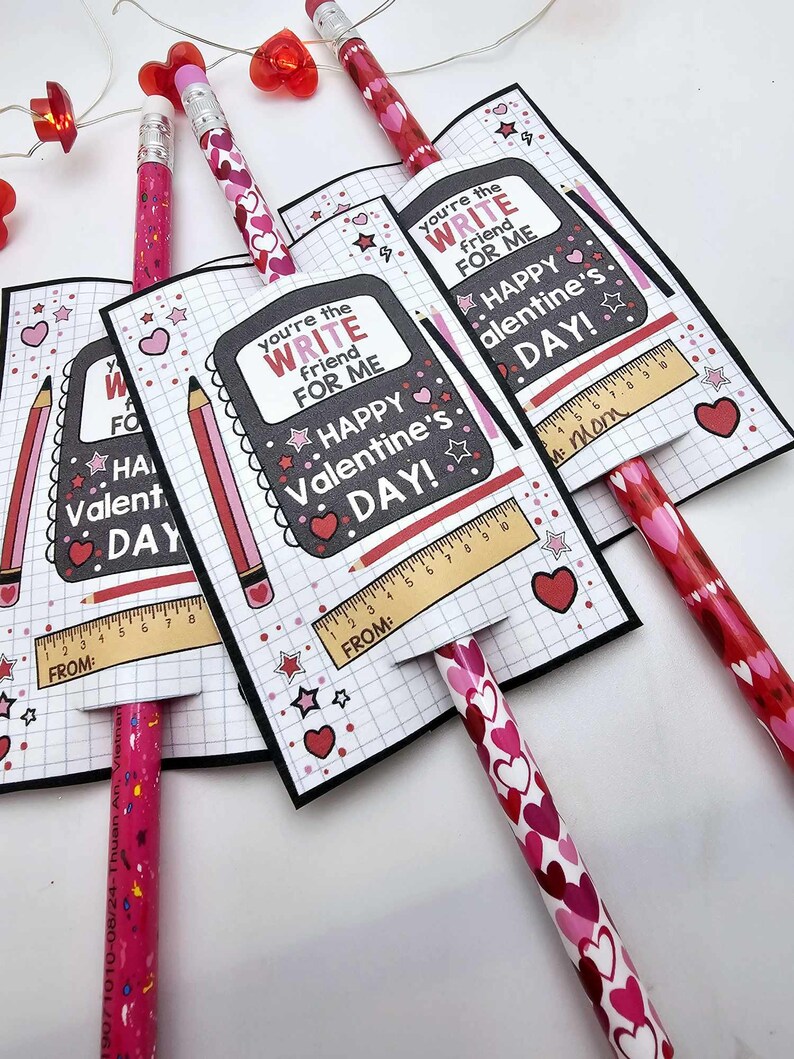 Valentine Pencil Toppers Card Party Favor Pencil Topper Favor Printable ...