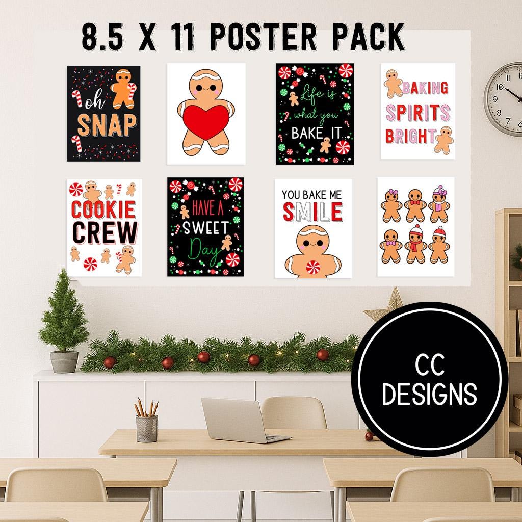 Gingerbread Classroom Posters 8.5x11 Printable Wall Art, Cookie Crew ...