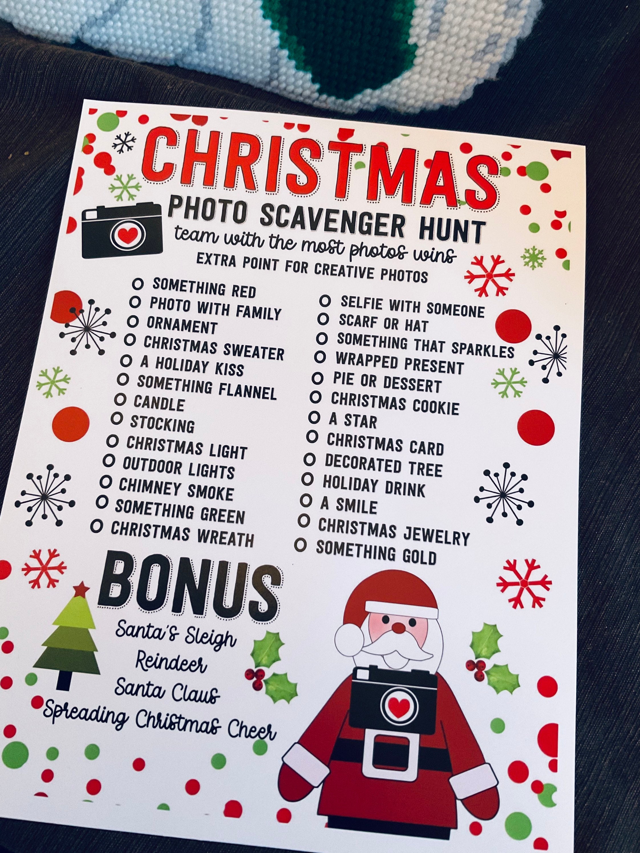 Christmas Photo Scavenger Hunt Game Family Game Activity for Party or ...