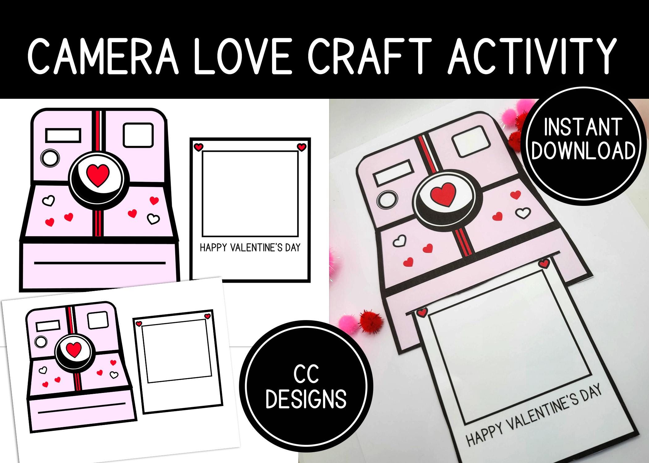 Polaroid Camera Valentine Craft – Printable Digital Activity | Instant ...
