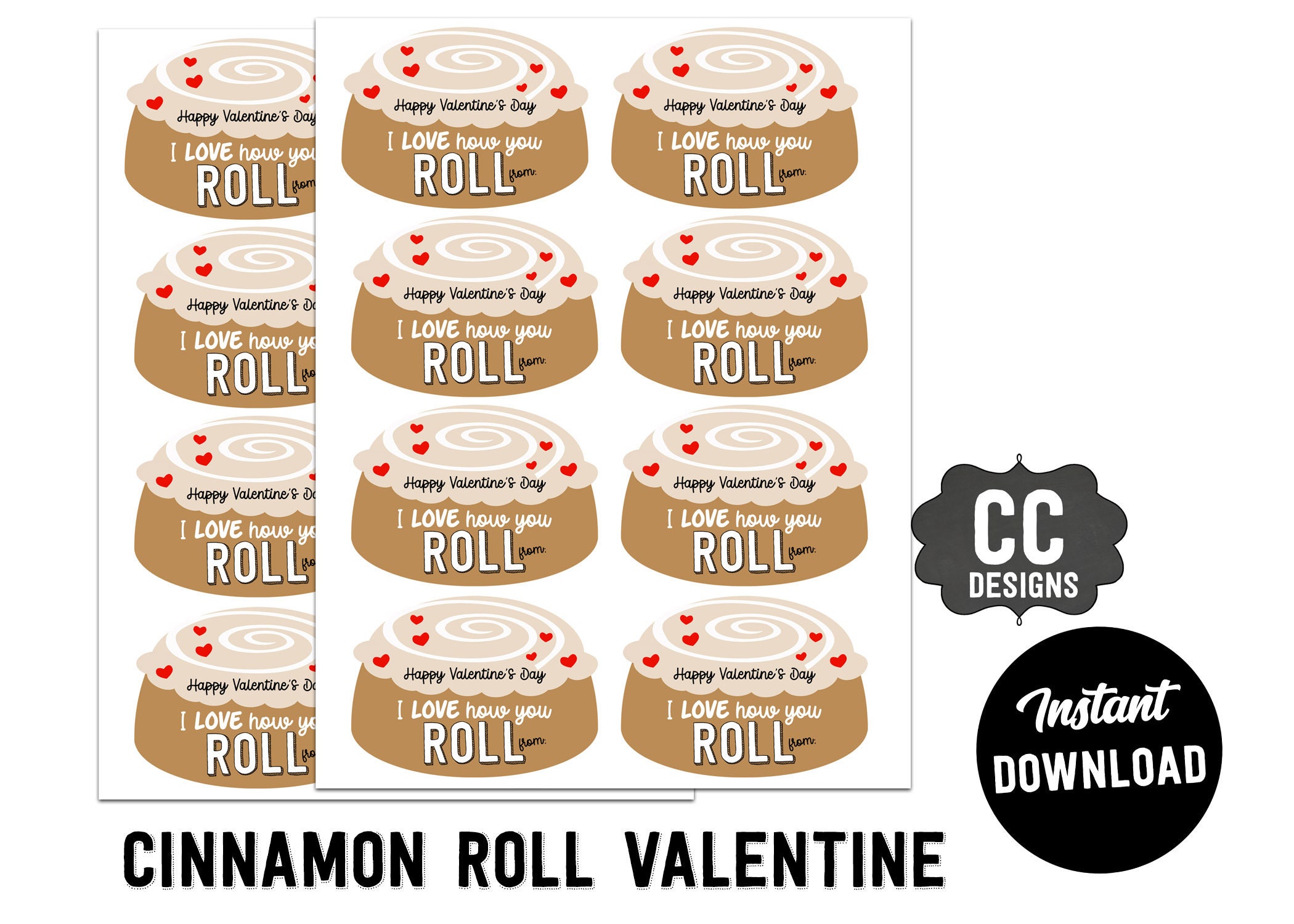 Printable Cinnamon Roll Valentine Card Cut Out Art Template Project ...