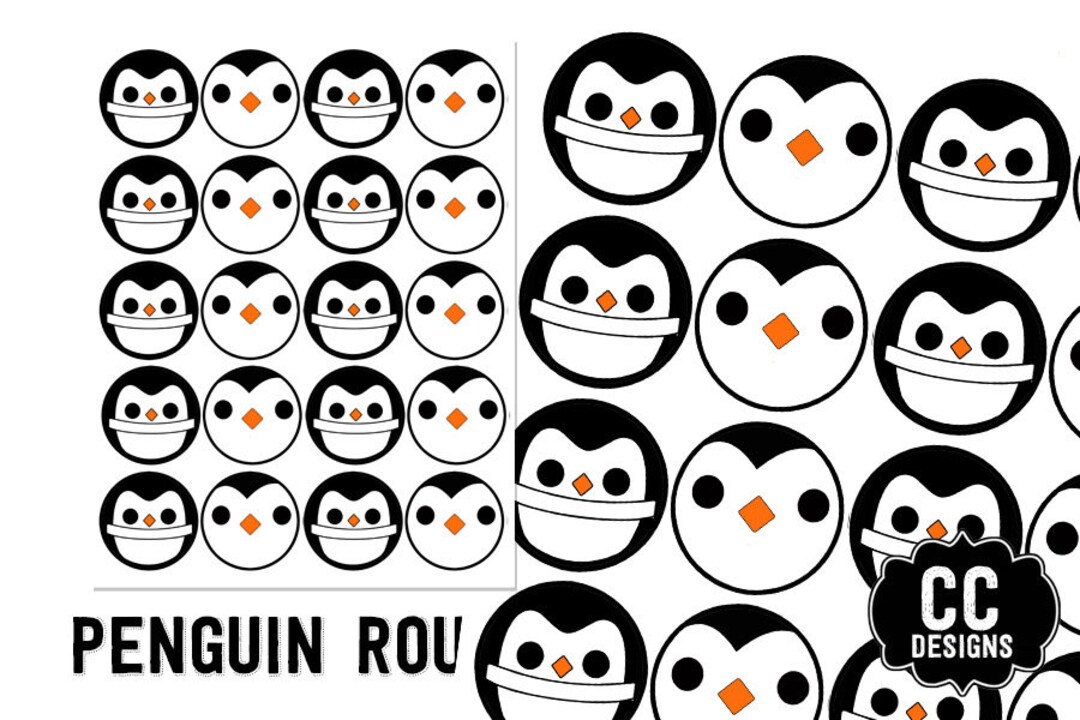 Penguin Faces and Polka Round Cut Out Topper Tags Holiday Christmas or ...