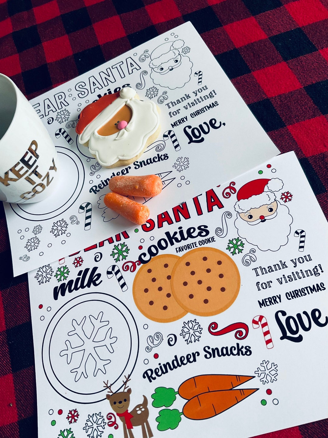 PRINTABLE Dear Santa Cookies and Milk Placemat Colored and Coloring ...
