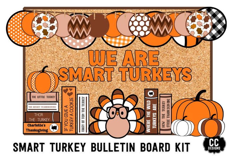 Smart Turkey Thanksgiving Bulletin Board Kit Door Kit for Class Decor ...