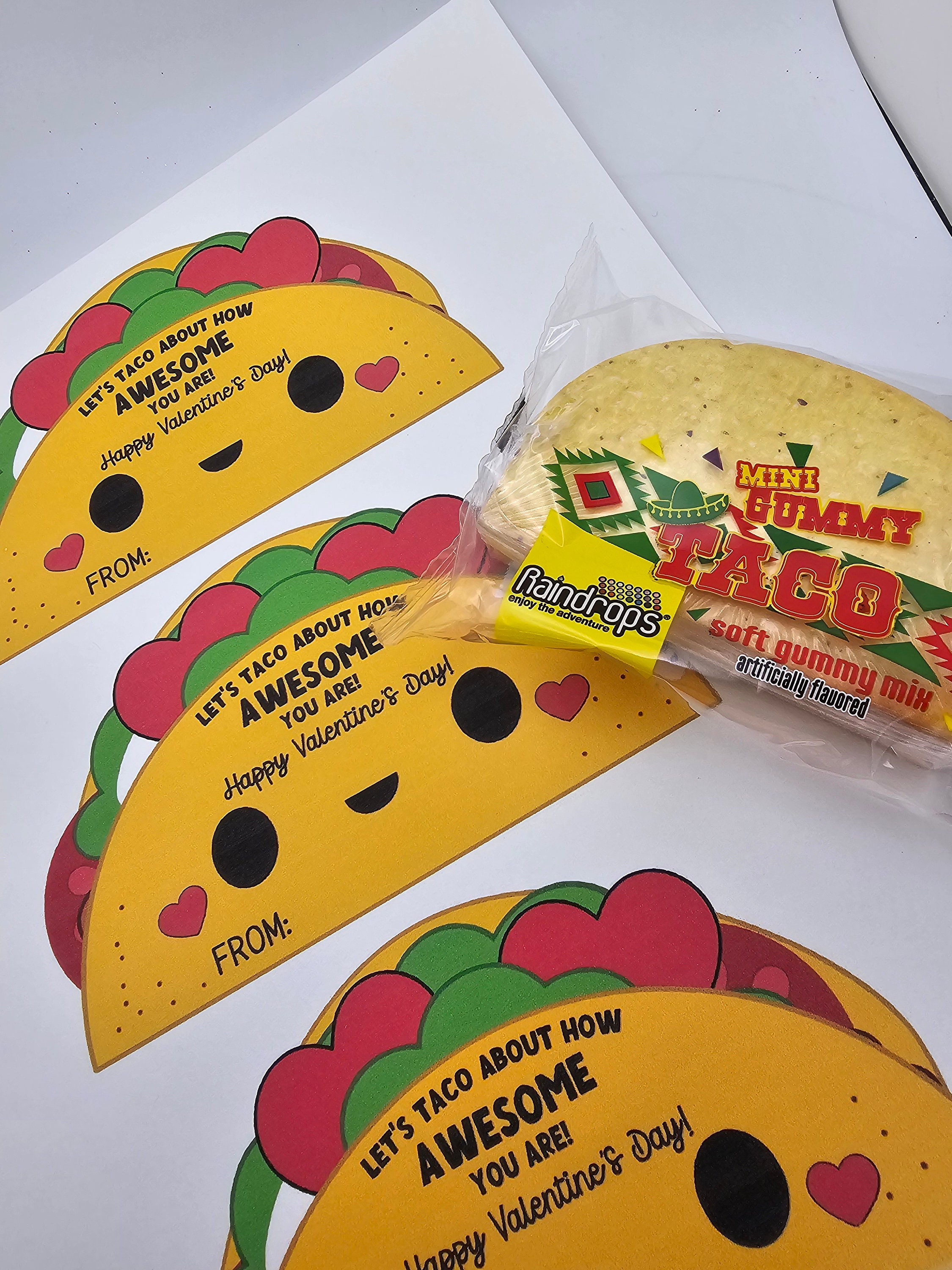 Valentine Printable Taco Card Valentine's Day Cut Out Taco Treat Tags ...