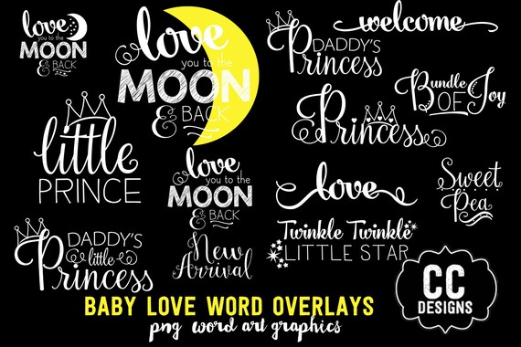 Baby Words Love Word Art Digital Clipart Illustration Text | Etsy