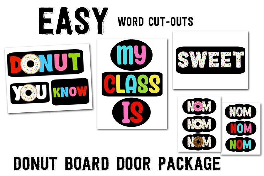 PRINTABLE Donut Door or Bulletin Board Kit Set Fun Banner Signs Word ...