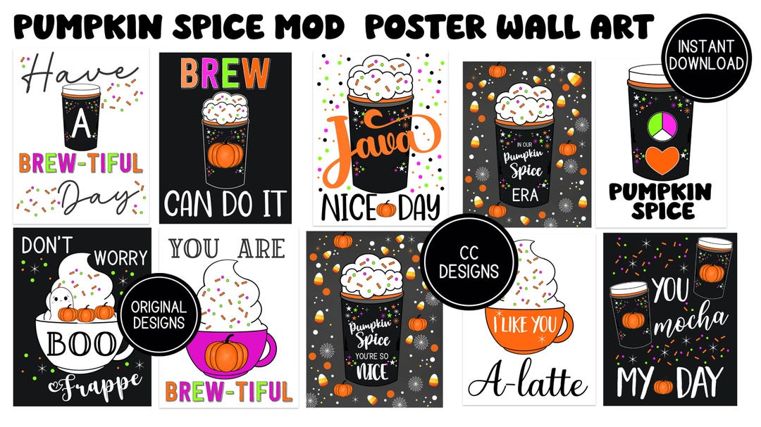 Pumpkin Sparkle Latte Poster Printable Wall Art Classroom Décor Pumpkin ...