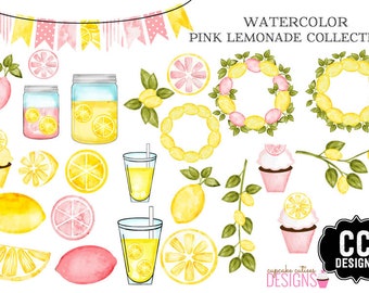 Pink Lemonade Clipart Clip Art Lemonade Graphics Summer - Etsy