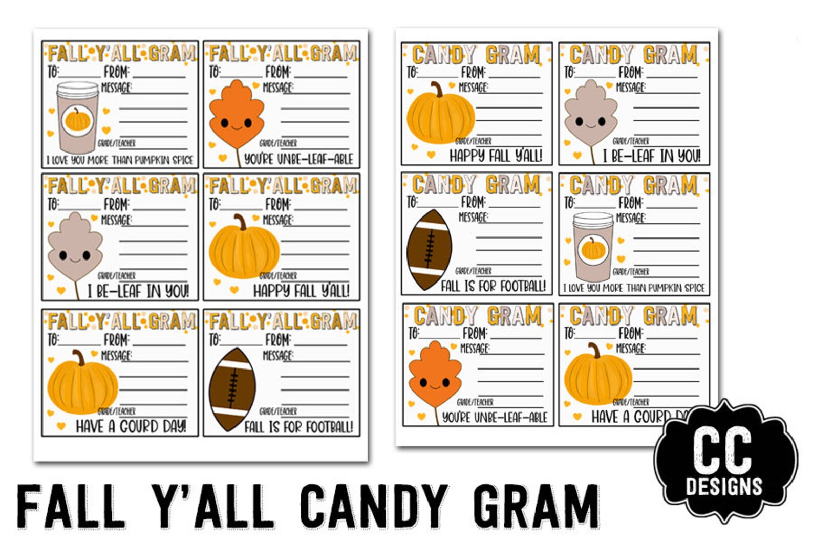 PRINTABLE Fall Y'all Autumn Candy Gram PTO Fundraiser Classroom Fun ...