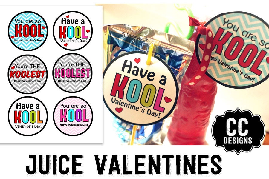 PRINTABLE Juice Box Kool Valentine Favor Card Drink Valentines for Kids ...