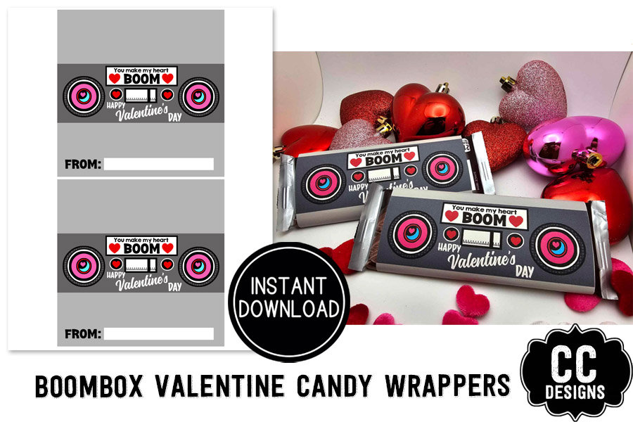 Printable Valentine Candy Boombox Wrapper Valentine's Day Caney Wrap ...