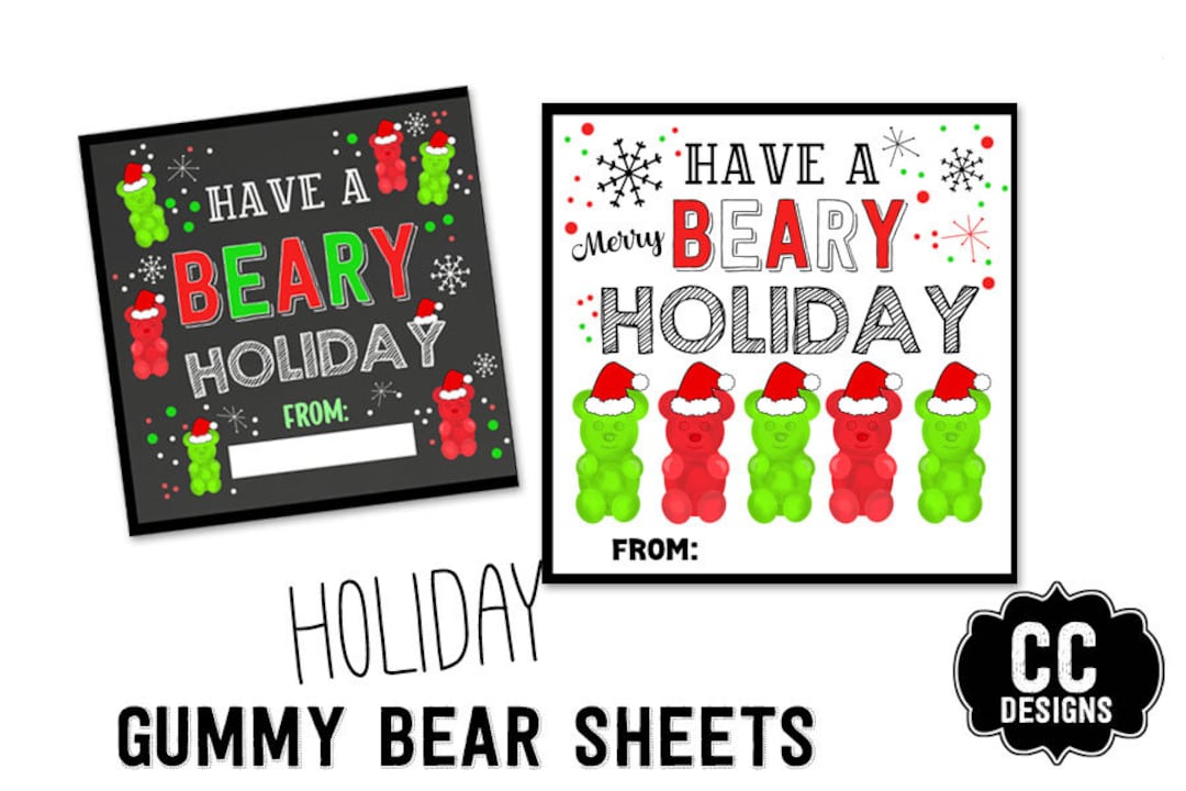 Christmas Holiday Gummi Bear Digital Favor Tags PDF Print and Cut ...