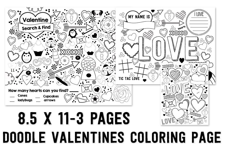 PRINTABLE Doodle Coloring Page Placemat Search and Find - Etsy