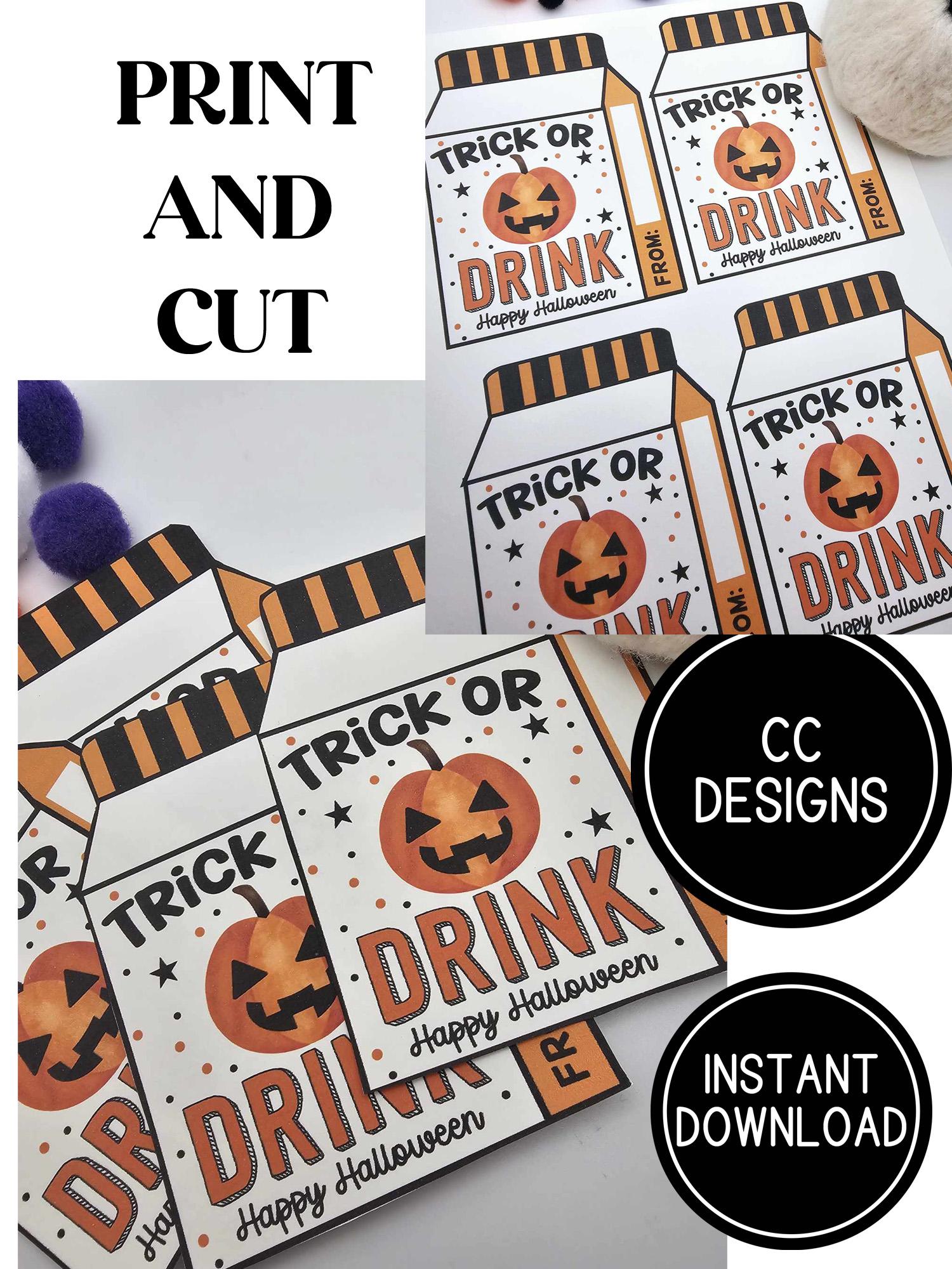 Halloween Straw Drink Party Favor Tags Milk Carton Straw Tags Fall ...