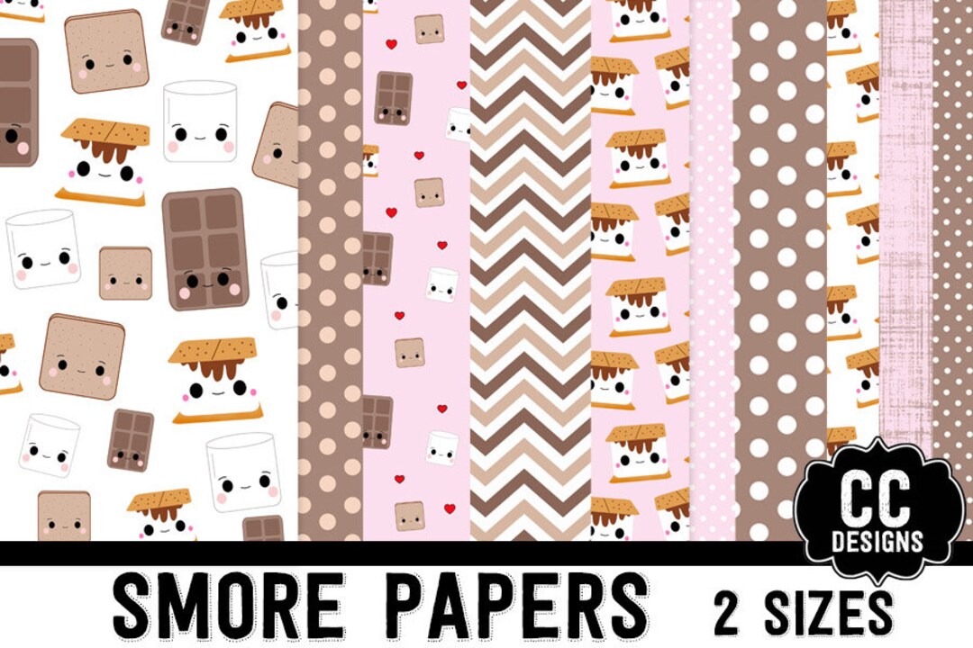 Smore's Digital Paper Kawaii Smore 12 X12 8.5 X 11 Paper Packs Kawaii ...