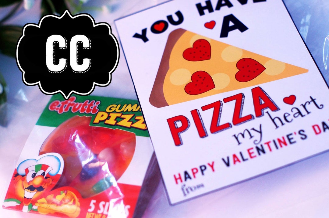 PRINTABLE Pizza Heart Digital Valentine Printable Card Party Classroom ...